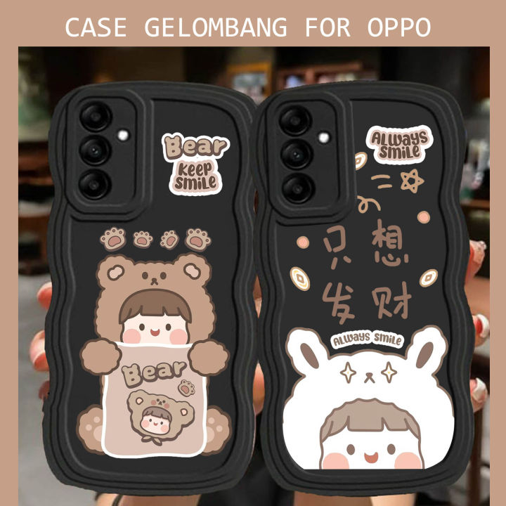 Case Gelombang Hitam FOR OPPO A17 A17K RENO 8T A54 A16 A15 A57 A77S ...