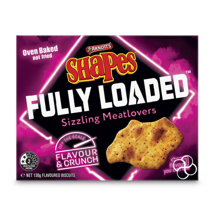 Arnott's Shapes Fully Loaded Sizzling Meatlovers Biscuits 130g ...