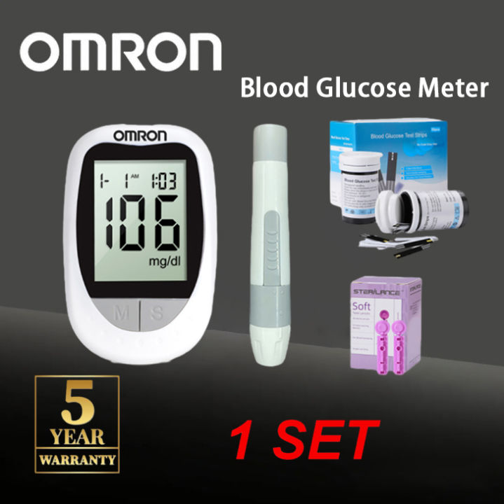 Omron Blood Glucose Monitor Set Digital Sugar Tester for Home Use ...