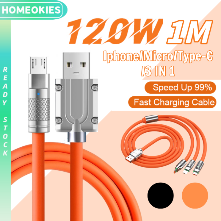 Fast Charger USB Cable Micro Usb Type C Liquid Silicone Cable 3 IN 1 ...