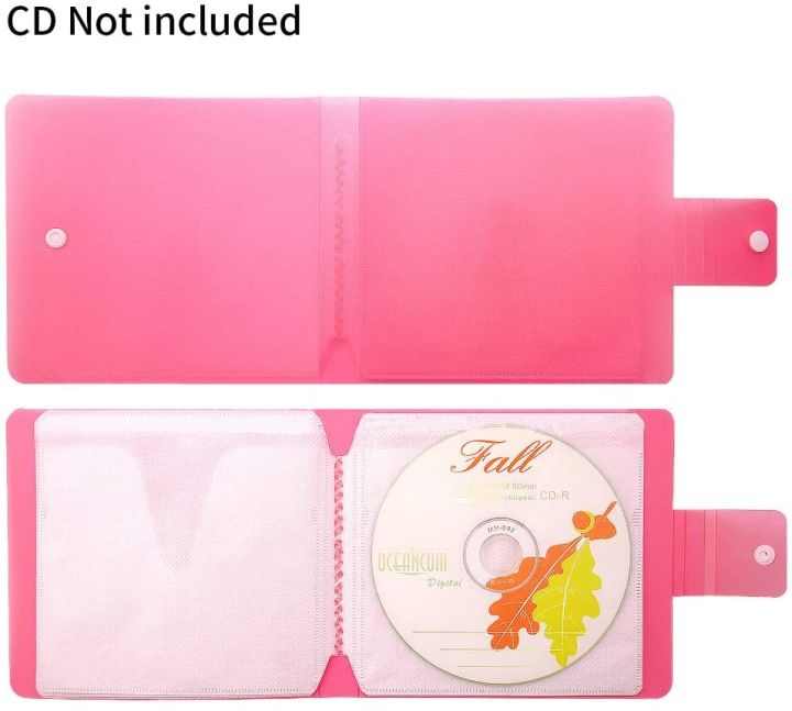 SAKURA Translucent 12-CD DVD Wallet Book Sleeves Organizer with Button ...