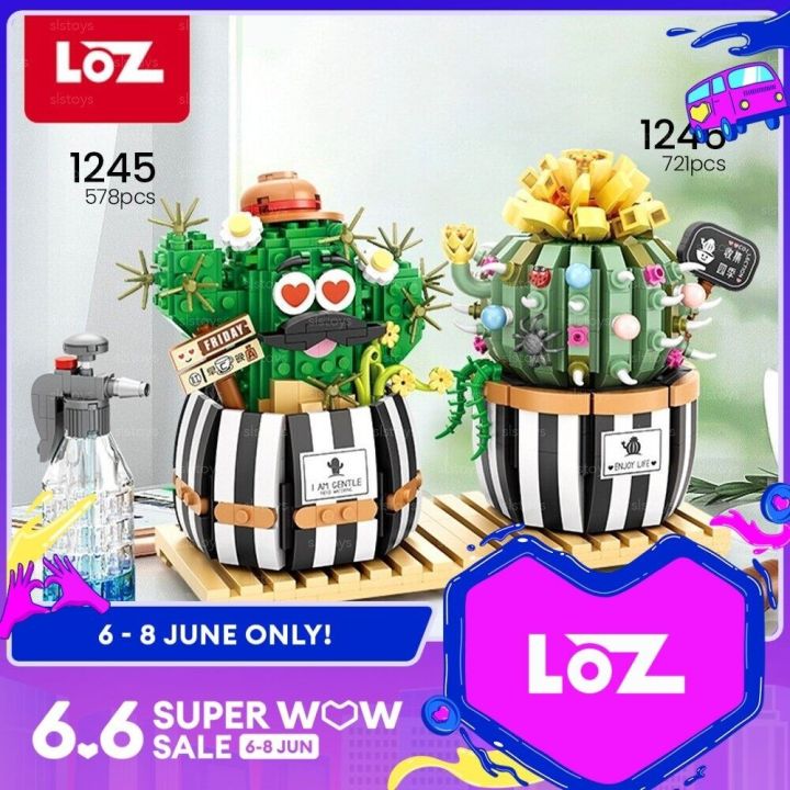 LOZ IDEAS Mini Block Round Cactus Series Cute Character Deco Decoration ...