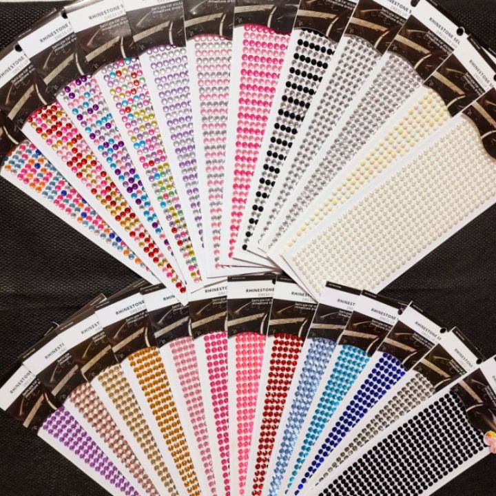 6mm [STK 01] Rhinestone Glittery Sticker Strips | Rhinestone Round ...