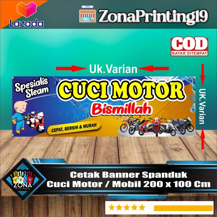 Cetak Banner Spanduk Cuci Motor / Mobil Ukuran Bervarian ( Bebas ...