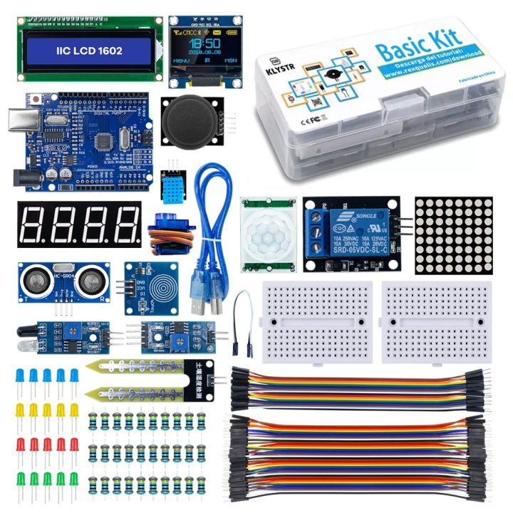 KLYSTR Sensor Module Starter Kit for Arduino Uno Set R3 ,0.96" OLED 1602 LCD Display with ...
