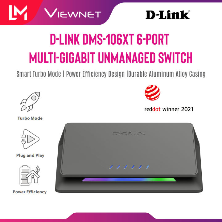 D-Link DMS-106XT 6-Port Multi-Gigabit Unmanaged Switch, 5 x 2.5Gbps ...