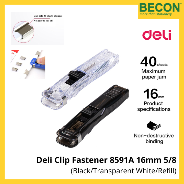 Deli Clip Fastener Magic clip 8591A 16mm 5/8" [ Black|Transparent White ...