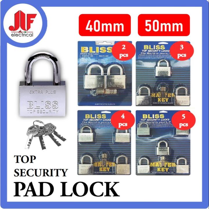 BLISS Heavy Duty Padlock 40mm / 50mm – Electro Coated Anti-Rust ...