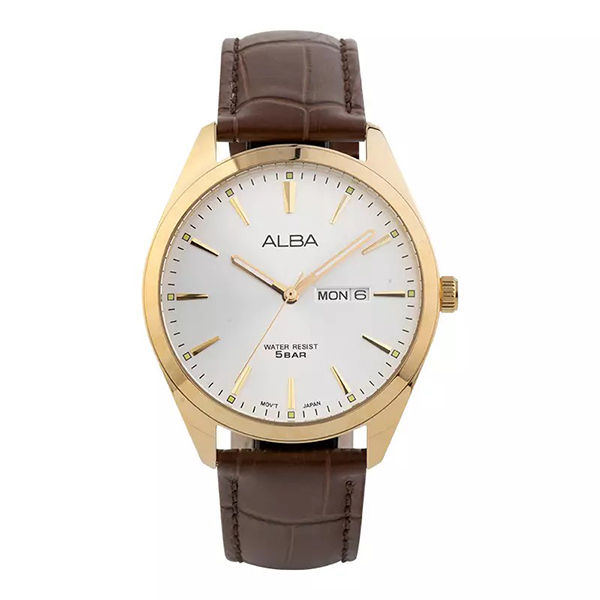 Jam Tangan Pria Alba Original AJ6198 Strap Kulit Coklat Garansi Resmi ...