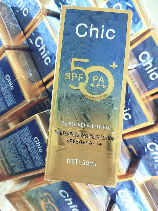 Chic กันแดดชิค SPF50 PA+++ เนื้อโลชั่น ขนาด 50ml. (สินค้าฉลากภาษาอังกฤษ ...