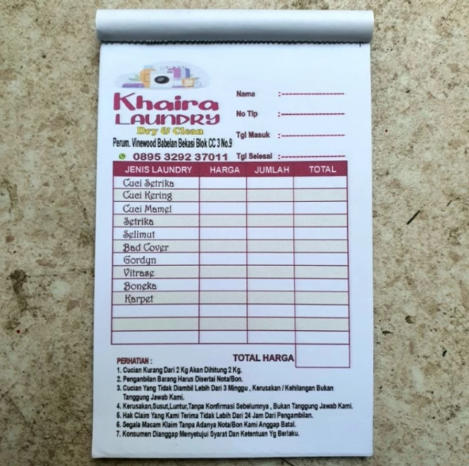 Nota Custom 1/4 Folio FULL WARNA ( BISA PAKAI NAMA USAHA ANDA ) free ...