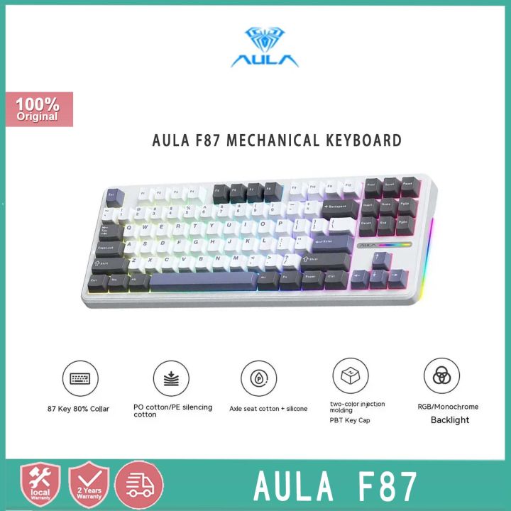 Aula F87 mechanical keyboard, 3-mode wireless peripheral, 2.4G/USB ...