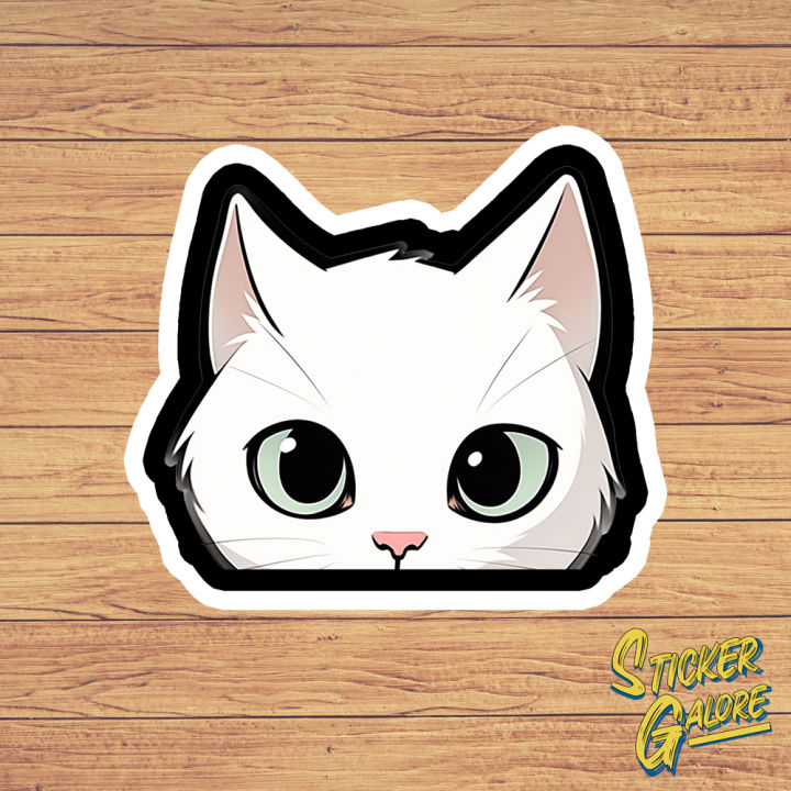 WHITE CAT 1 PEEKER STICKERS (WATEPROOF AND SCRATCH PROOF, VINYL ...