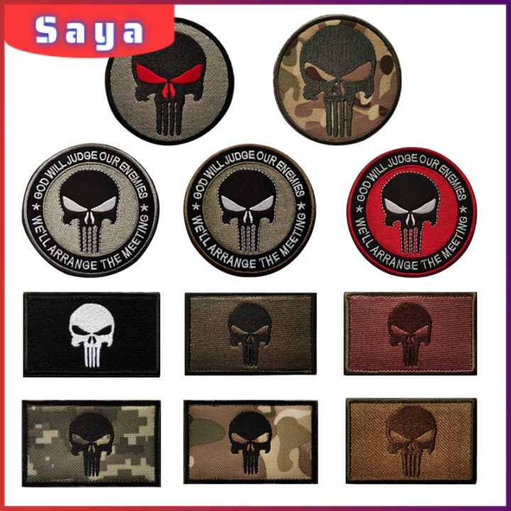 Punisher sticker Patch For Clothes Punk Logo Design DIY Embroidered Sweing Clothing Accessories ...