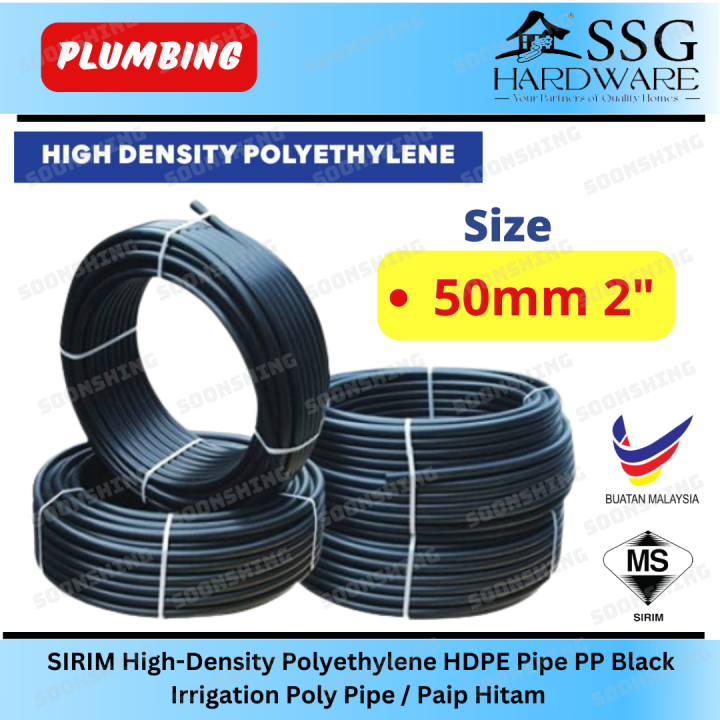 50mm x 100 Meter / Roll SIRIM High-Density Polyethylene HDPE Pipe PP Black Irrigation Poly Pipe ...