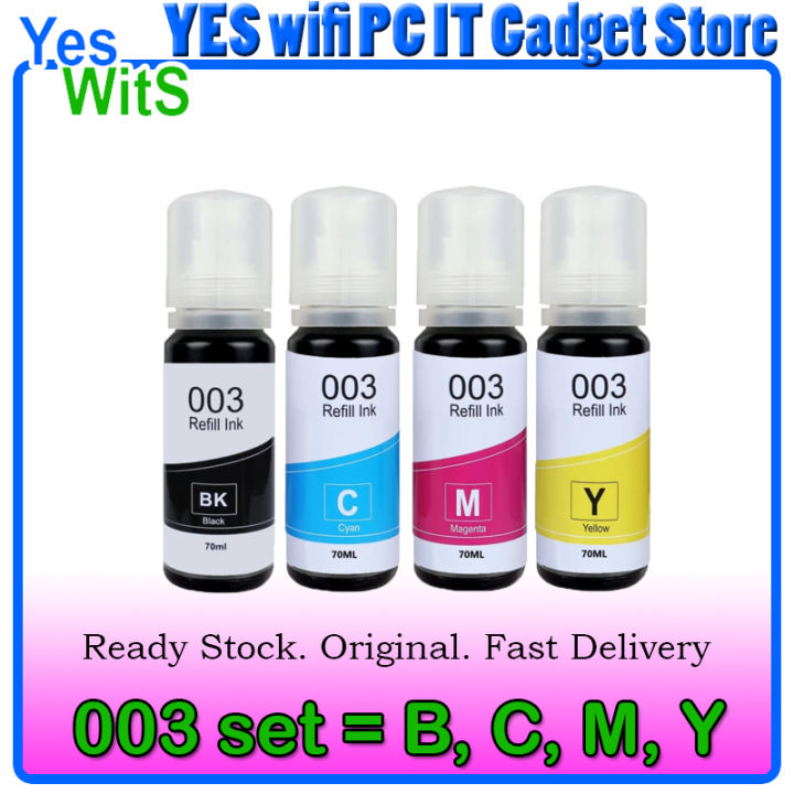 Refill ink 003 black cyan magenta yellow EPSON L3110 L3115 L3210 L3250 ...