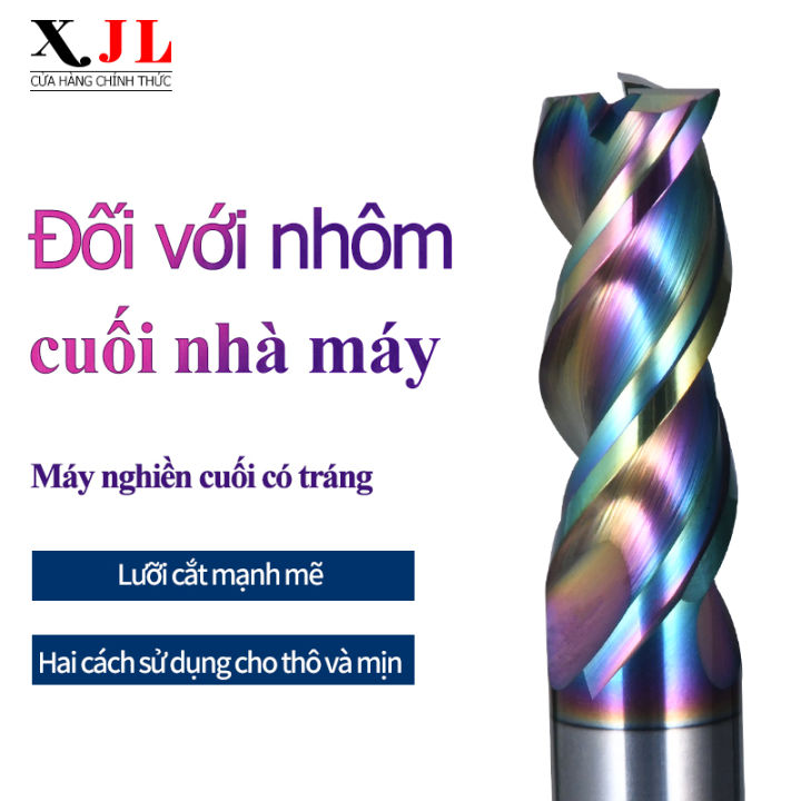 Bộ Dao Phay Đầu Cacbua Mũi Vuông 3 Rãnh Dao Phay Hiệu Quả Phủ Nano Cho Hợp Kim Nhôm 6061 (Lớp ...