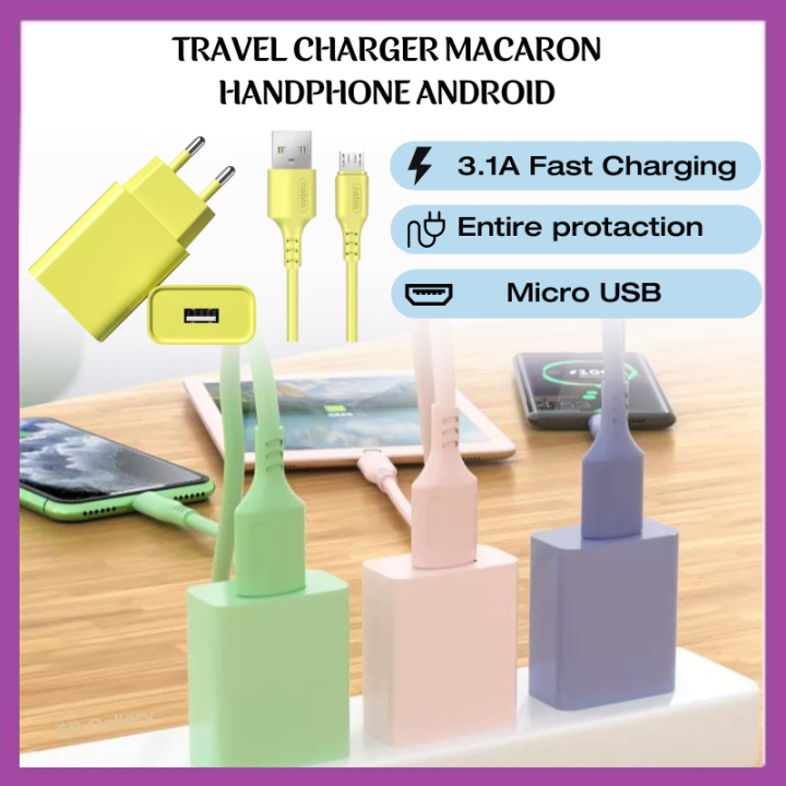 Travel Charger Macaron Micro USB Wall Charging Adapter Transfer Data ...