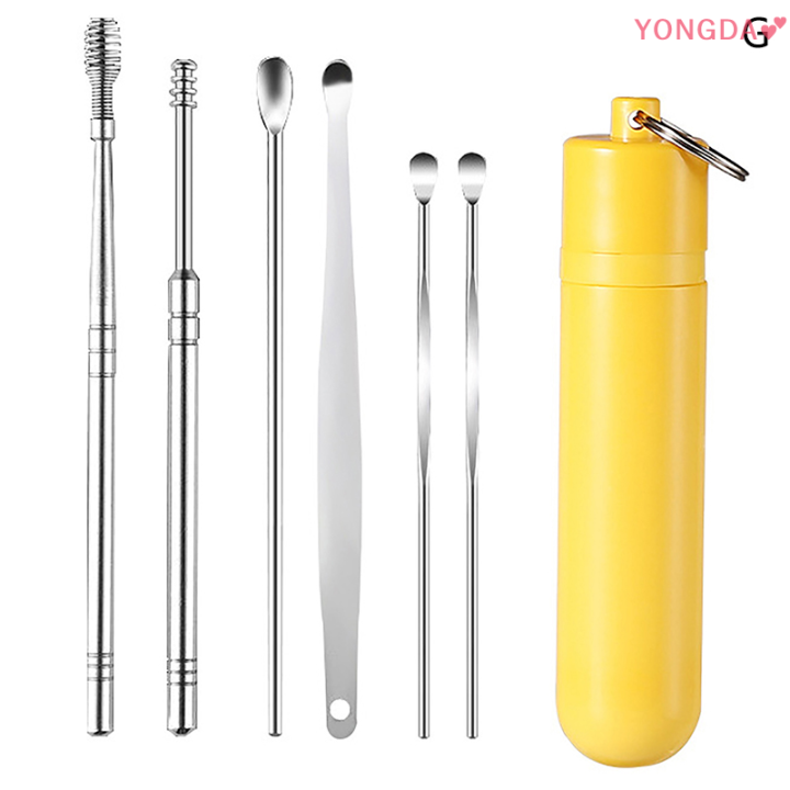 YONGDA💕 อุปกรณ์ทำความสะอาดขี้หู6ชิ้น เซ็ตไม้ทำความสะอาดไม้แคะหูที่แคะหู ...