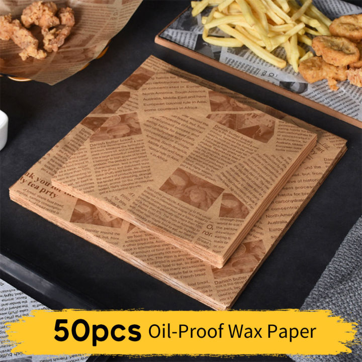 FS 50Sheets Oil-Proof Wax Paper Food Wrapper Paper Bread Sandwich ...