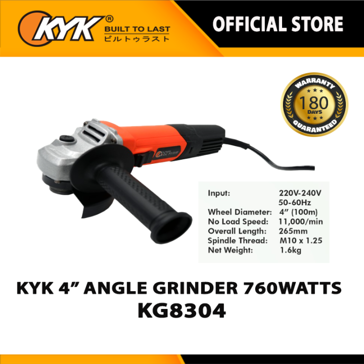 KYK 4" ANGLE GRINDER 760W MADE IN TAIWAN (AUTHENTIC) KG8304 ONGOING ...