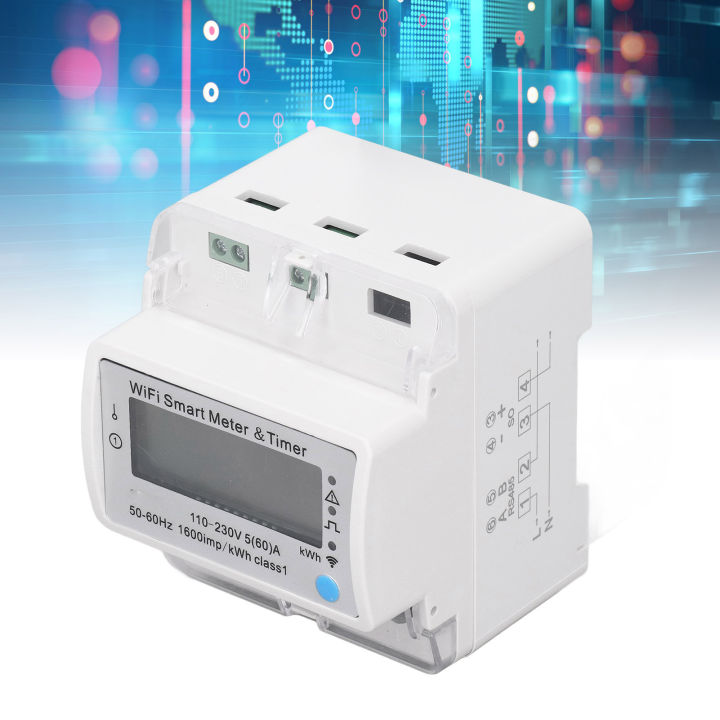 WiFi Energy Monitor Smart Energy Meter AC 110-230V DIN Rail Mounting ...
