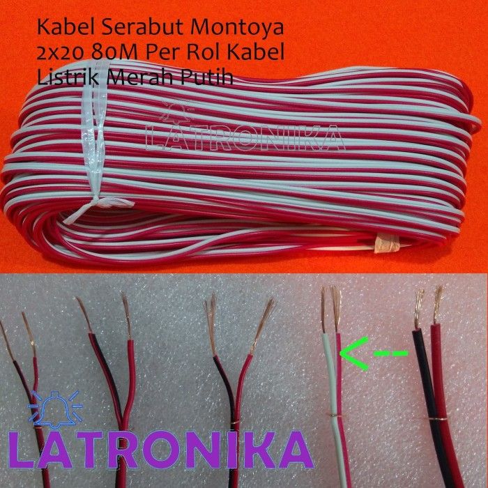 (Bayar di Tempat) Kabel Serabut Montoya 2x20 80M Per Rol Kabel Listrik ...