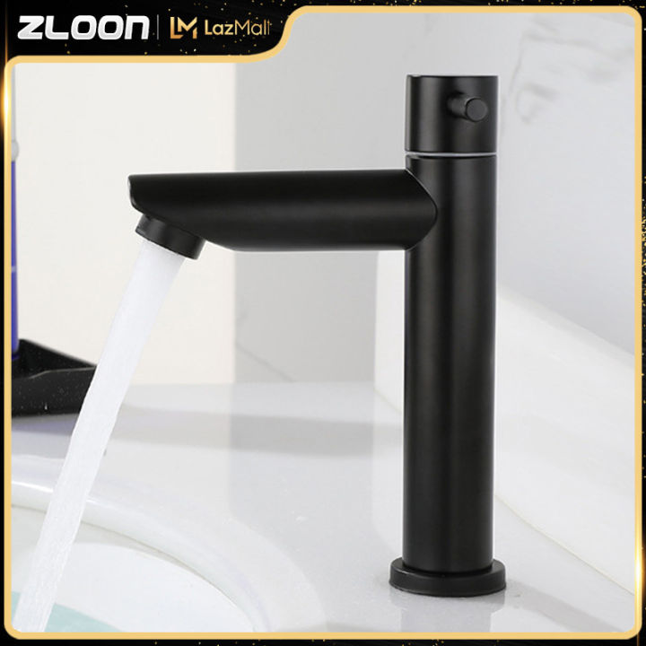 Zloon Black Single Cold Faucet Basin Sink Faucet Single Lever Cold ...