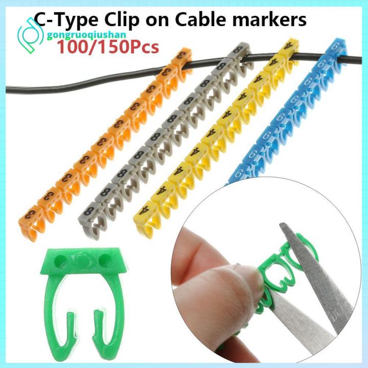 100/150Pcs Wire Cable Markers Colourful C-Type Number Tag Label ...