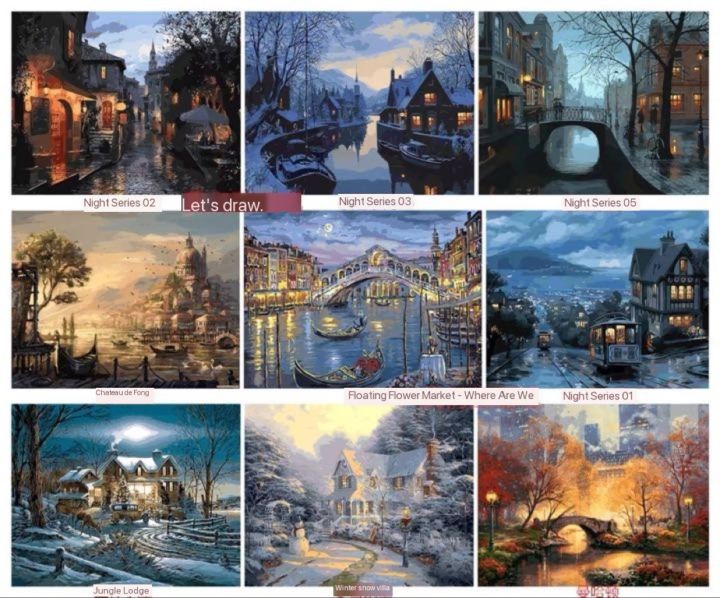 Canvas Paint By Number Kit Oil Painting Kit DIY Lukisan Kanvas 40 x 50 ...