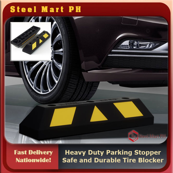 Durable Parking Stopper Strong Rubber Tire Blocker With Free Screws for ...