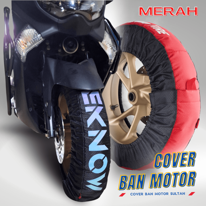 Cover Ban Motor MERAH HITAM – Sarung Penutup Ban – Pelindung Ban ...