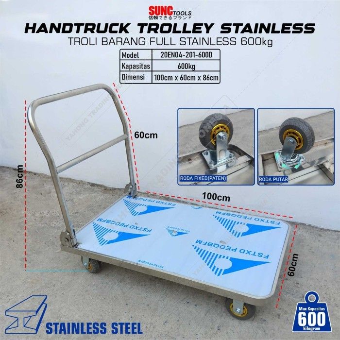 Troli Barang Trolli Stainless Troly Handtruck Trolley 600kg SUNC TOOLS ...