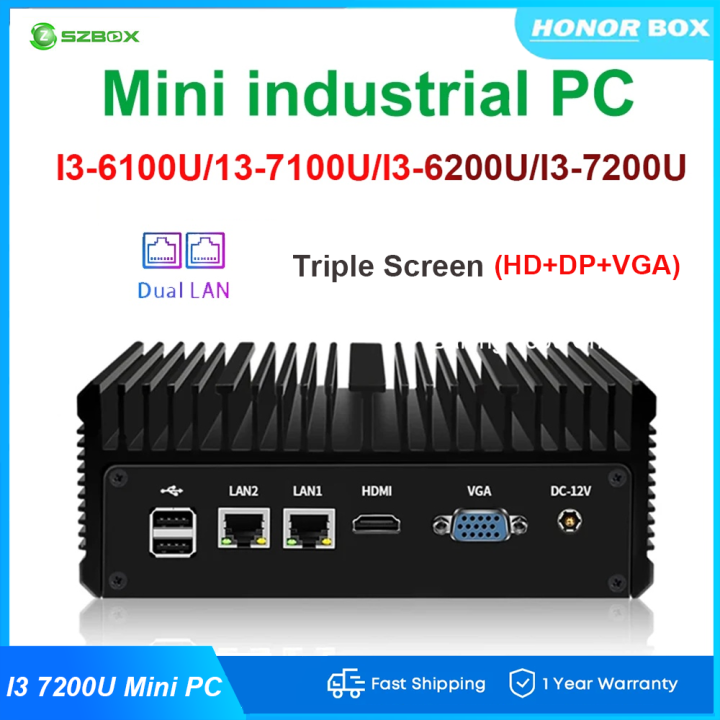 SZBOX I3-6100U/13-7100U/I3-6200/I3-7200U Industrial Mini PC DDR3 NVME ...