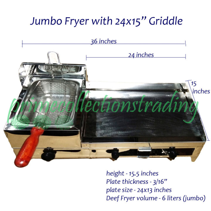 Jumbo Deep Fryer with 24x15 inches Griller Griddle for Sisig Burger ...