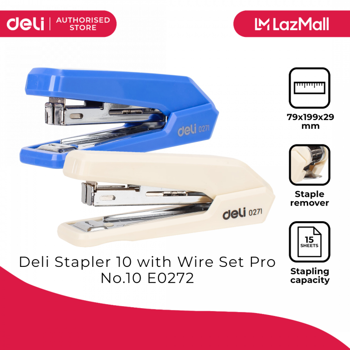 Deli Stapler 10 with Wire Set Pro 15sheets,#10 E0272 [7527272] | Lazada PH