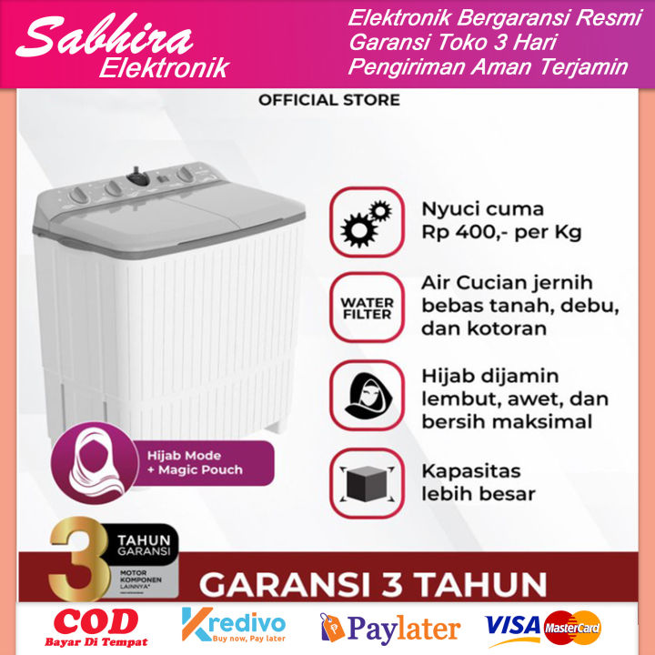 Mesin cuci dua tabung polytron giant series hijab 9kg pwm 9076 ...