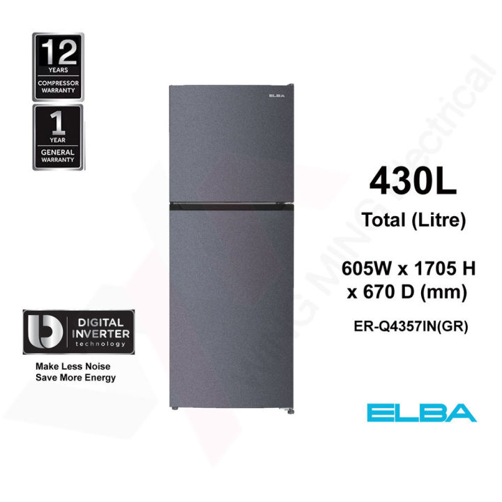 Elba (5 STAR) Matt Gray Inverter Refrigelator 430L ER-Q4357IN(GR ...
