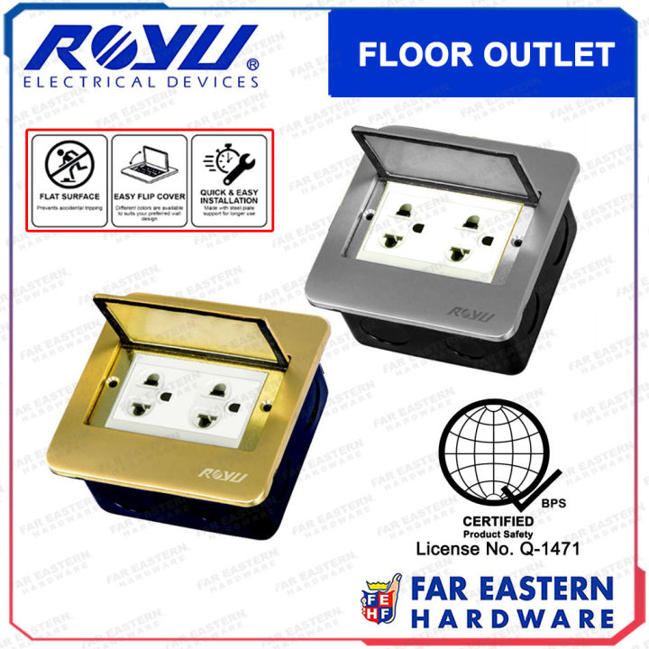 ROYU Floor Receptacle with Duplex Universal Outlet Electrical Socket w ...