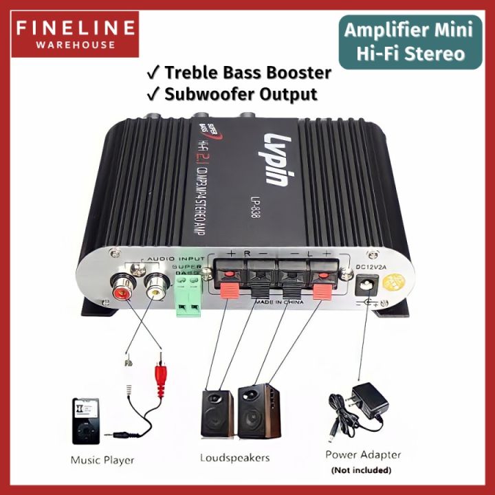 Power Amplifier Mini Ampli Speaker Aktif Mobil Stereo Booster Hi-Fi ...