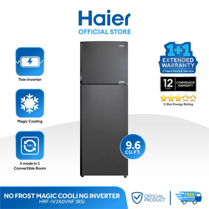 Haier HRF-IV260VNF (BS) 9.6 cu. ft. Magic Cooling No Frost Twin Inverter Two Door Refrigerator ...