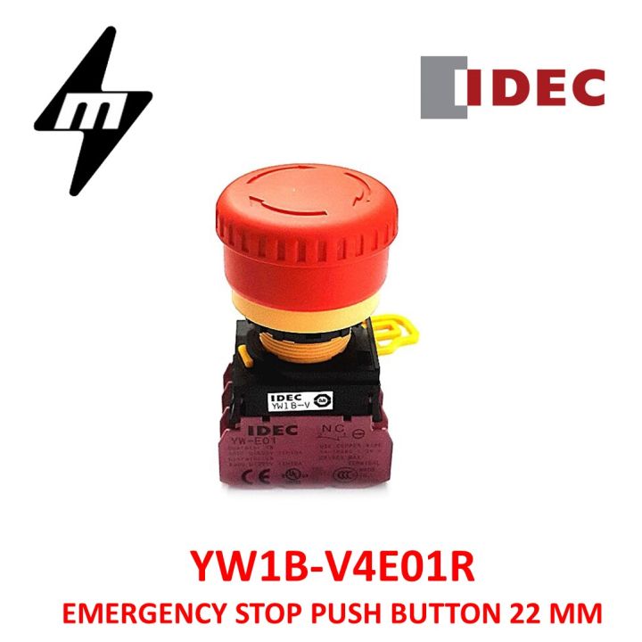 IDEC YW1B-V4E01R Push Button, 22 mm diameter, emergency stop with 40 mm ...