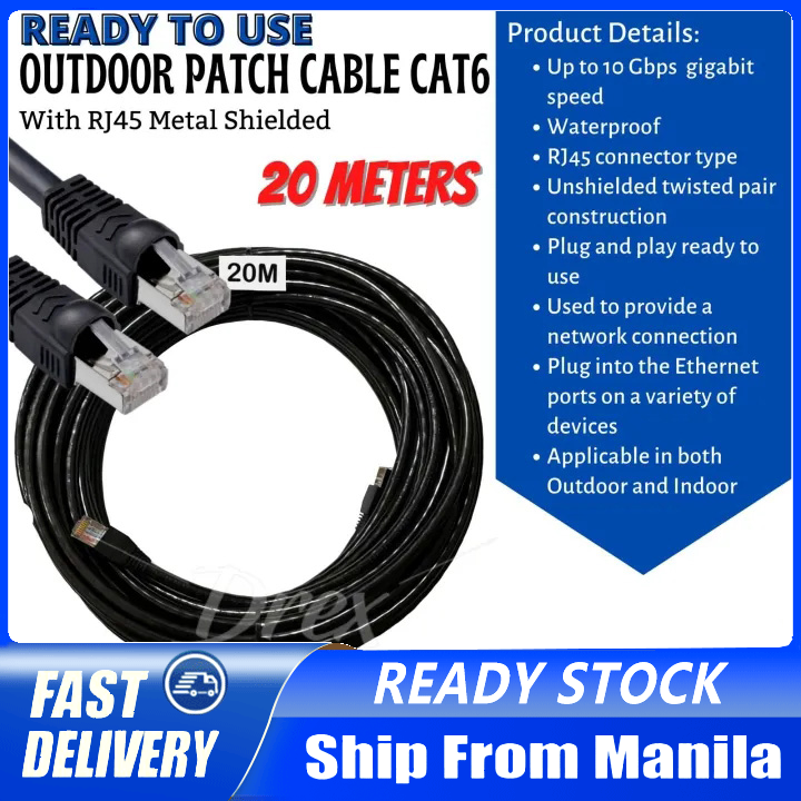 [24 hours delivery] 10M-150M Cat6 Outdoor Lan Cable RJ45 CAT6 Ethernet Jumper Gigabit Cable UTP ...
