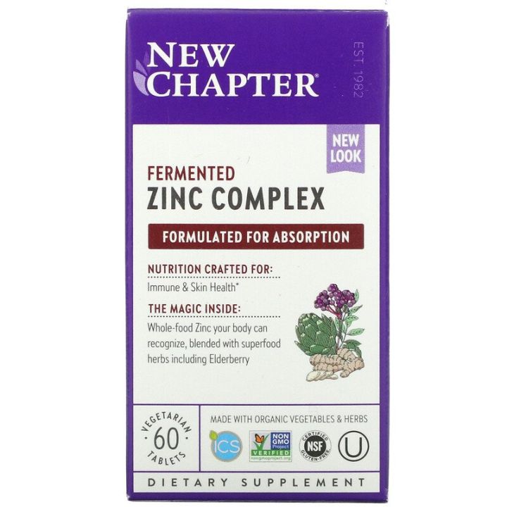New Chapter, Fermented Zinc Complex, 60 Vegetarian Tablets | Lazada PH