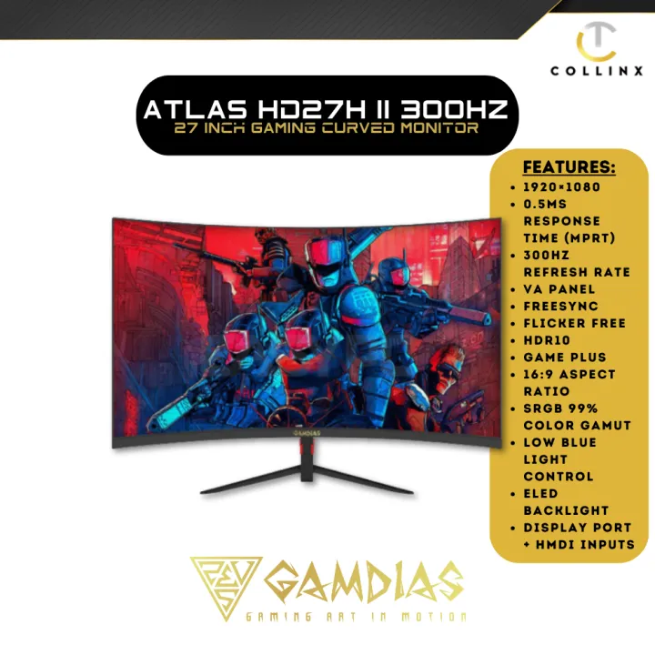 27 Inches GAMDIAS ATLAS HD27H II 300Hz Gaming Curved Monitor | 1920× ...