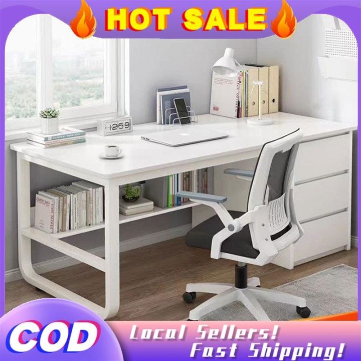 【COD/READY】 Computer Table With Drawers Shelves Study Desk for Bedroom ...