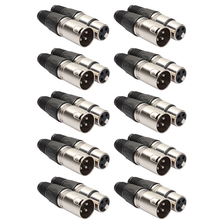 20pcs 3 Pin Cannon XLR Connector Zinc Alloy 10 Male 10 Female Audio ...