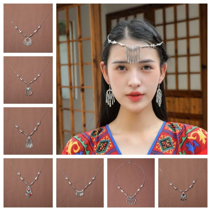 GTTR สไตล์ชนเผ่า โซ่โบฮีเมียน ห่วงโซ่หัว ที่คาดผมแปลกใหม่ ลูกปัดพู่คาด ...