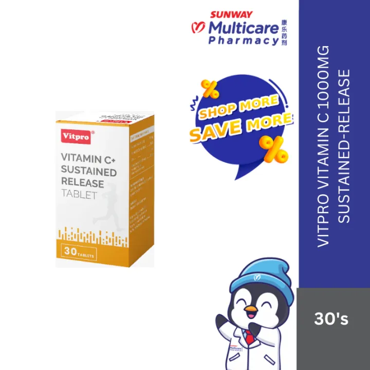 VITPRO VITAMIN C 1000MG SUSTAINED-RELEASE 30'S | Lazada