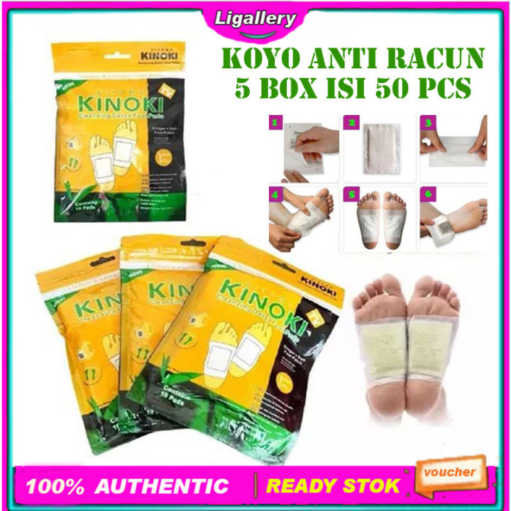 [5 BOX 50 PCS ] Kinoki Gold Koyo Kaki Penyerap Racun Di tubuh Herbal ...